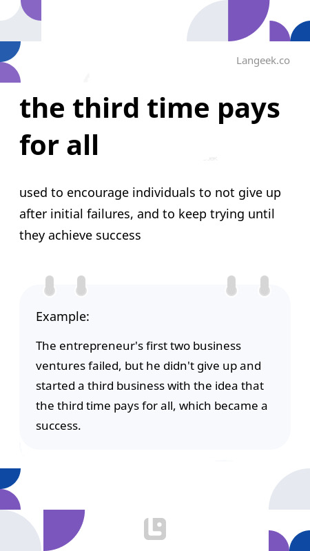 Definition & Meaning of "Third time pays for all" | LanGeek