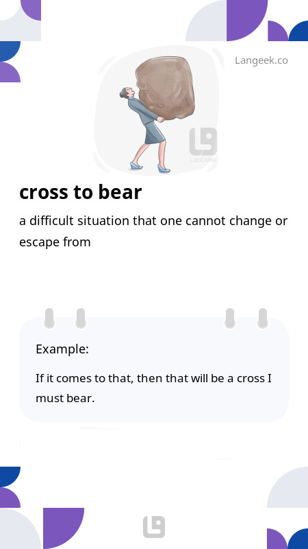 Definition & Meaning of "Cross to bear" | Picture Dictionary