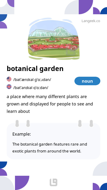 Definition & Meaning of "Botanical garden" | Picture Dictionary
