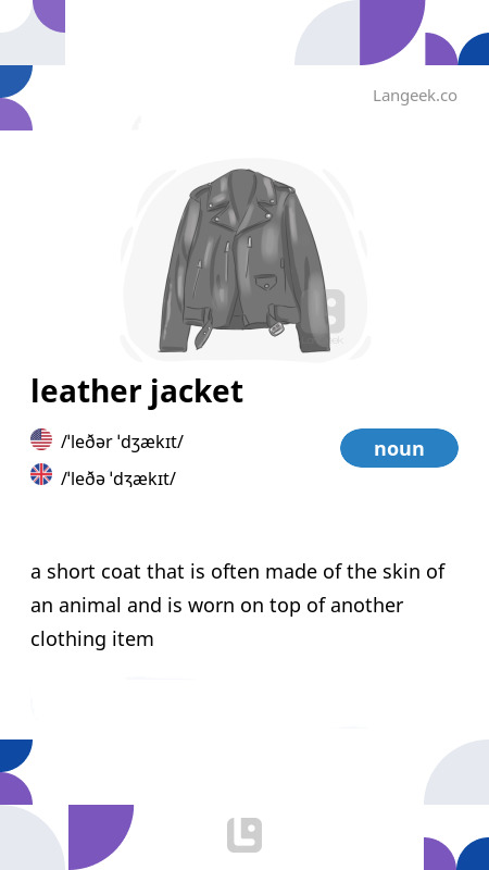Definition & Meaning of "Leather jacket" | Picture Dictionary