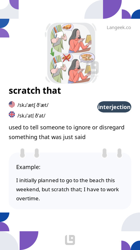 Definition & Meaning of "Scratch that" | LanGeek