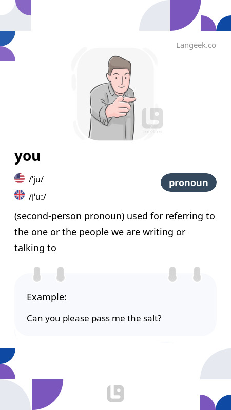 Definition & Meaning of "You" | LanGeek
