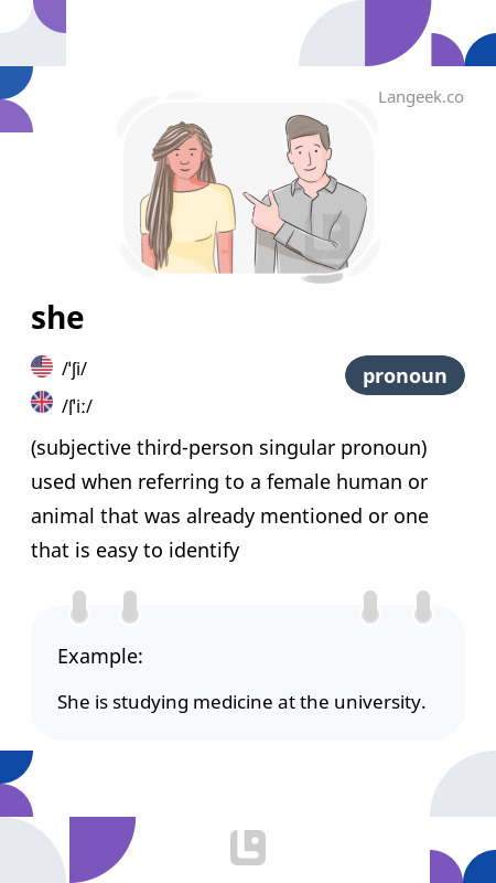 Definition & Meaning of "She" | Picture Dictionary
