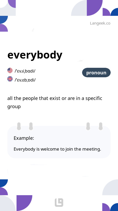 Definition & Meaning of "Everybody" | Picture Dictionary