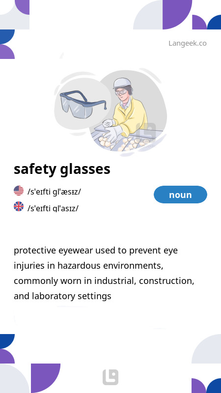 Definition & Meaning of "Safety glasses" | Picture Dictionary