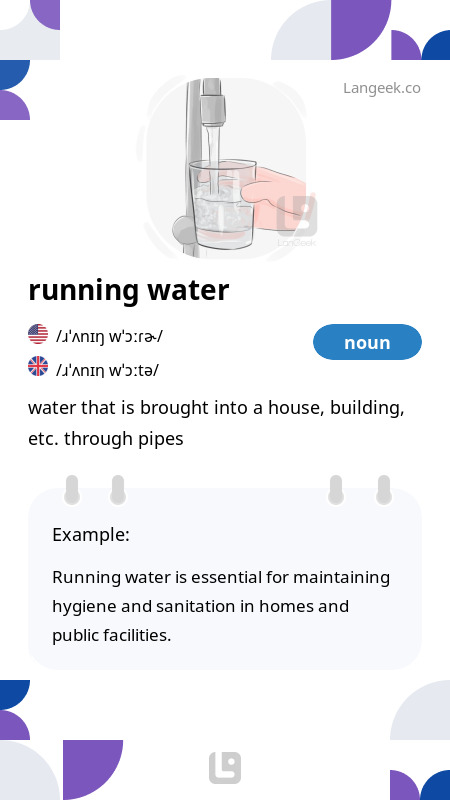Definition & Meaning of "Running water" | Picture Dictionary