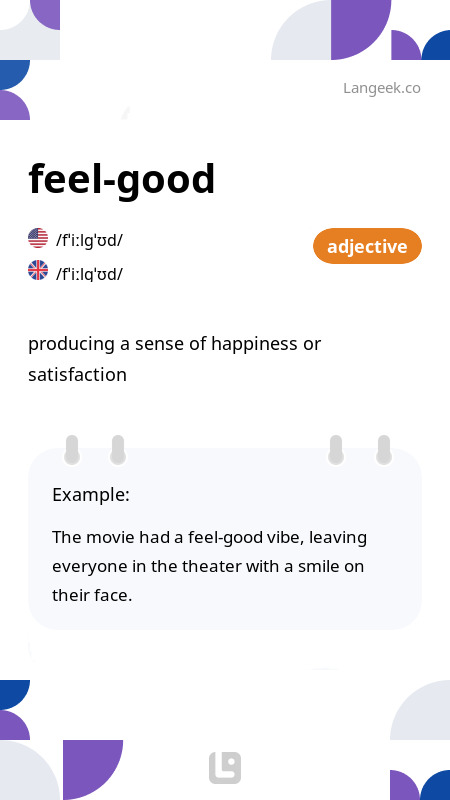 Definition & Meaning of "Feel-good" | Picture Dictionary