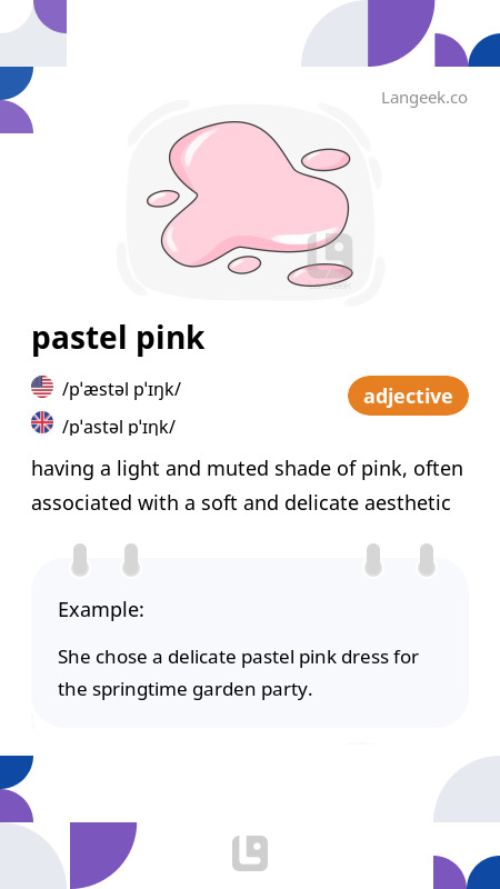 Definition & Meaning of "Pastel pink" | Picture Dictionary