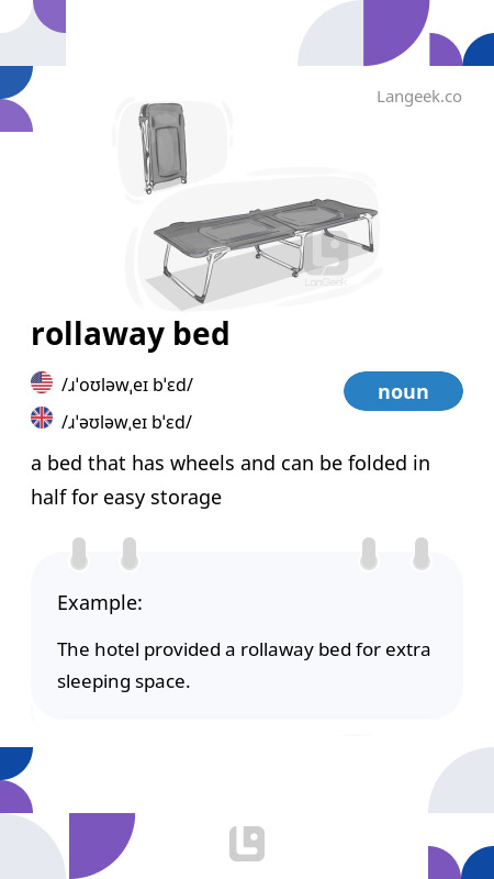 Definition & Meaning of "Rollaway bed" | Picture Dictionary