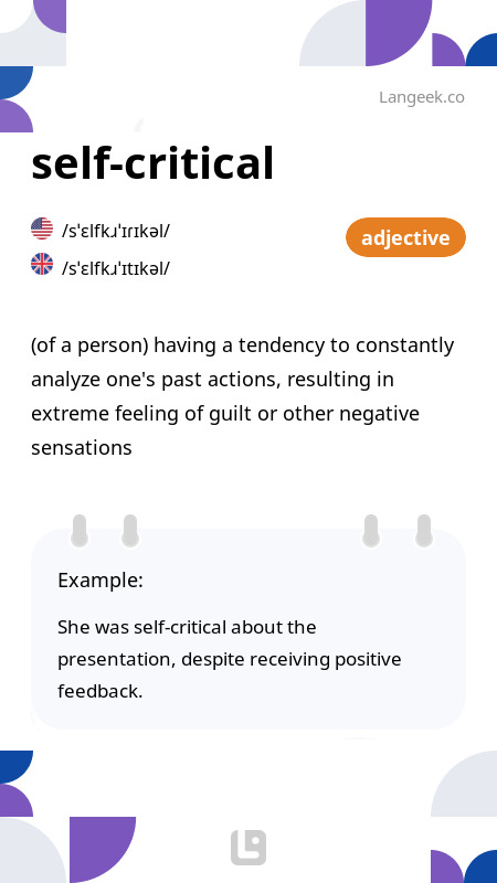 Definition & Meaning of "Self-critical" | LanGeek
