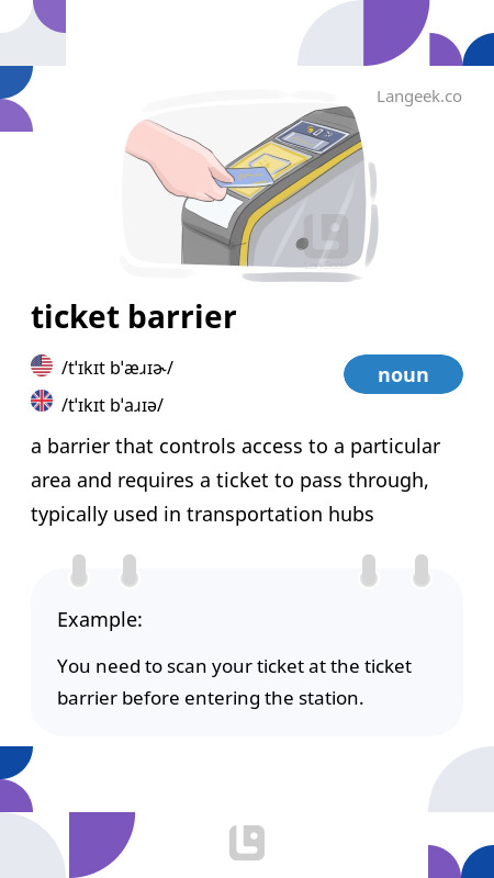 Definition & Meaning of "Ticket barrier" | Picture Dictionary
