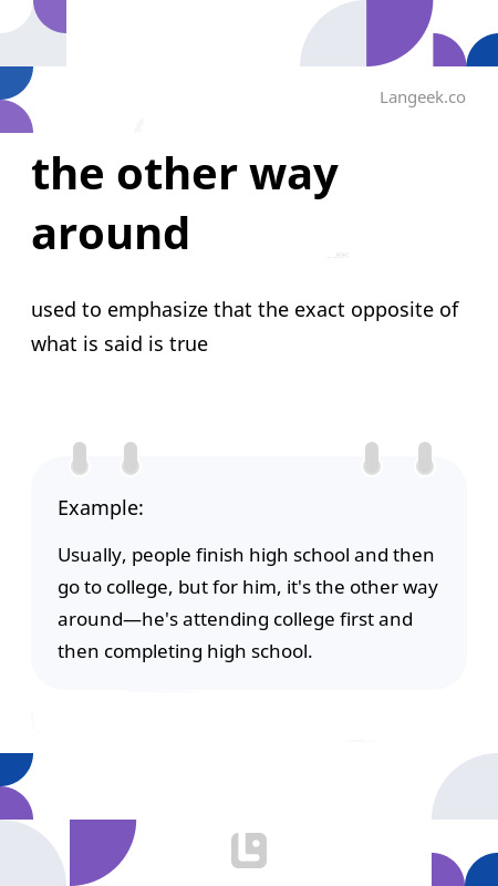 Definition & Meaning of "Other way around" | Picture Dictionary