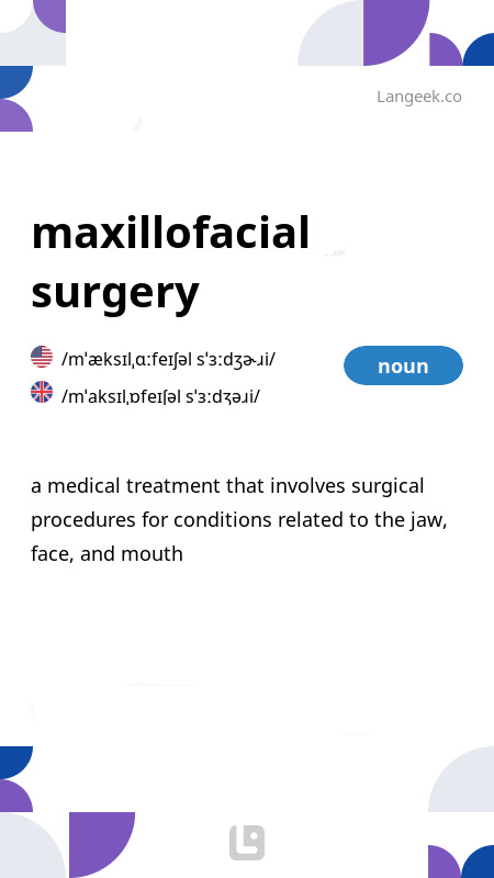 Definition & Meaning of "Maxillofacial surgery" | Picture Dictionary