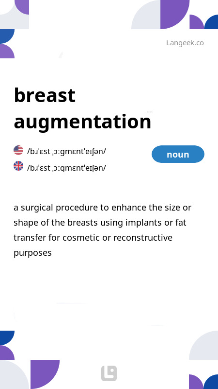 Definition & Meaning of "Breast augmentation" | Picture Dictionary