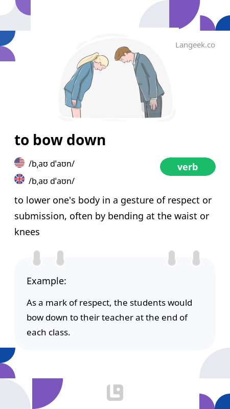 Definition And Meaning Of Bow Down Picture Dictionary