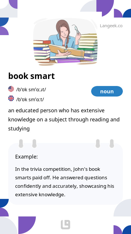 Definition & Meaning of "Book smart" | Picture Dictionary