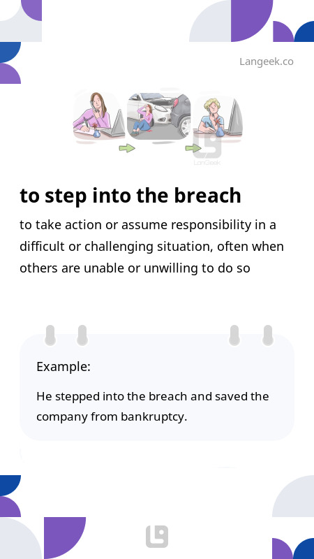 Definition & Meaning of "Step into the breach" | Picture Dictionary