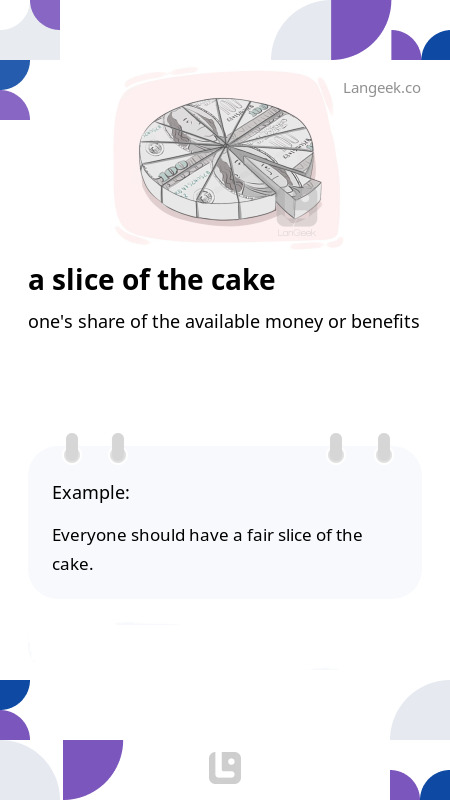 Definition & Meaning of "A slice of the cake" | Picture Dictionary