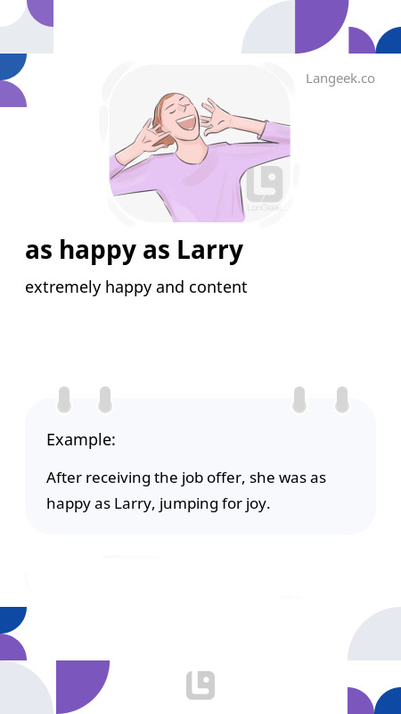 Definition & Meaning of "Happy as larry" | Picture Dictionary