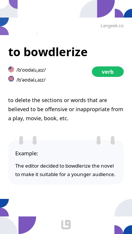 Definition & Meaning of "Bowdlerize" | Picture Dictionary
