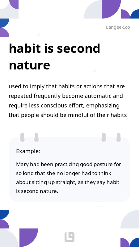 Definition & Meaning of "Habit is second nature" | Picture Dictionary