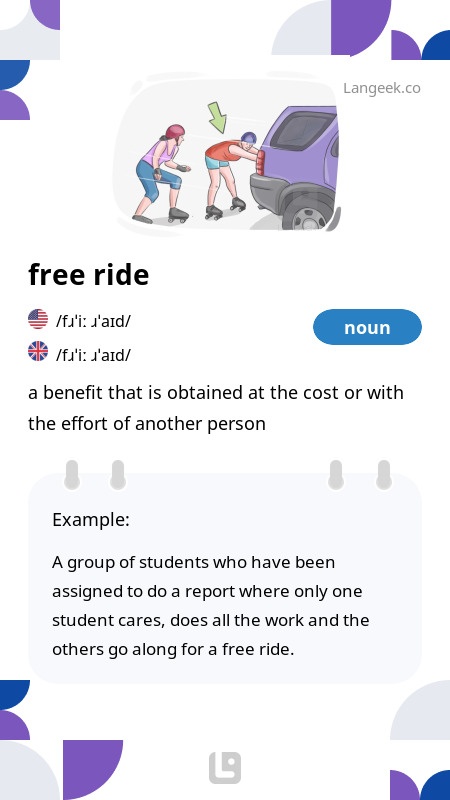 Definition & Meaning of "Free ride" | Picture Dictionary
