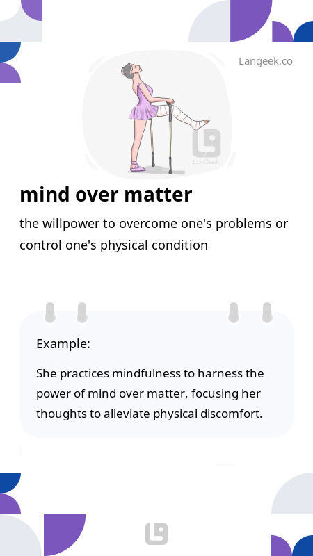 Definition & Meaning of "Mind over matter" | Picture Dictionary