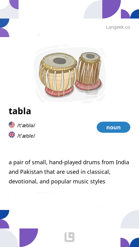 Definition & Meaning of "Tabla" | Picture Dictionary