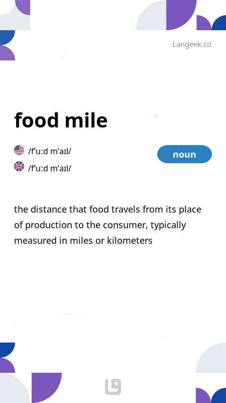 Definition And Meaning Of Food Mile Picture Dictionary