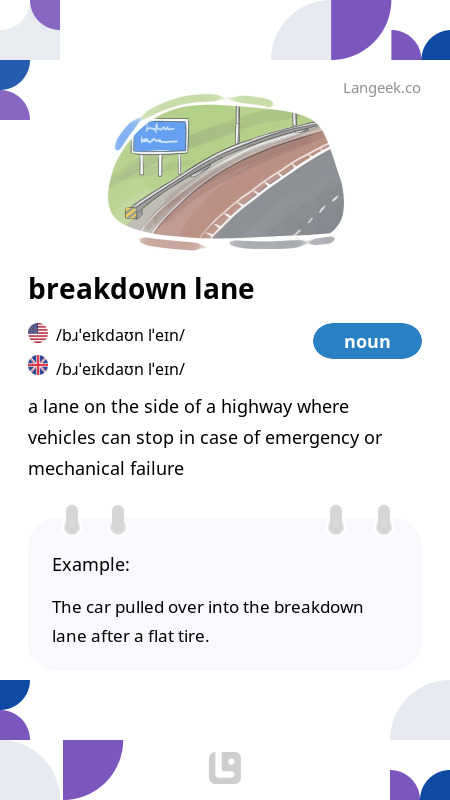 Definition & Meaning of "Breakdown lane" | LanGeek