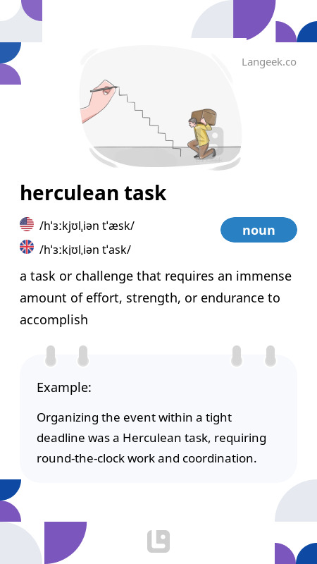Definition & Meaning of "Herculean task" | LanGeek