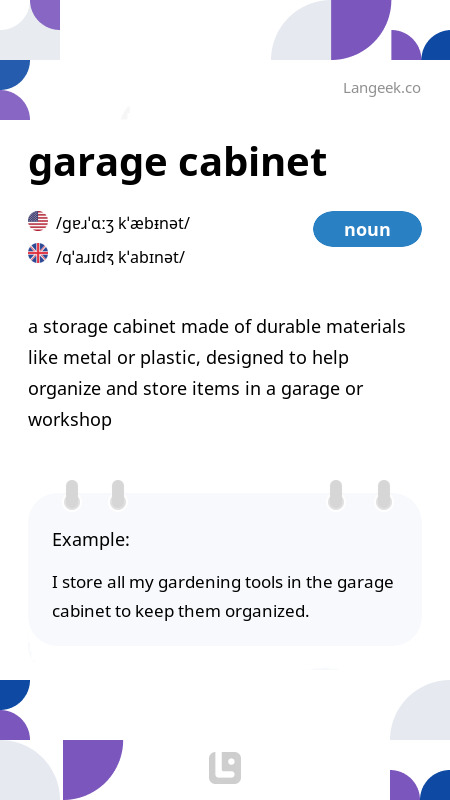 Definition & Meaning of "Garage cabinet" | Picture Dictionary