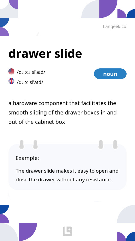Definition & Meaning of "Drawer slide" | Picture Dictionary
