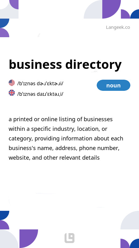 Definition & Meaning of "Business directory" | Picture Dictionary