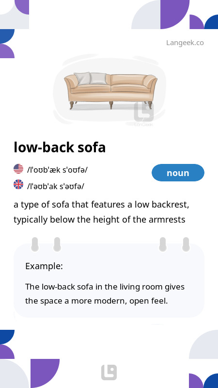 Definition & Meaning of "Low-back sofa" | Picture Dictionary