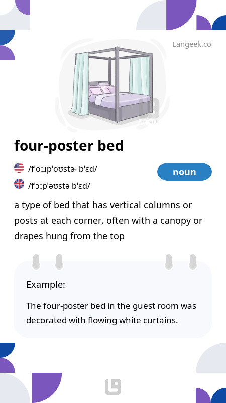 Definition & Meaning of "Four-poster bed" | LanGeek
