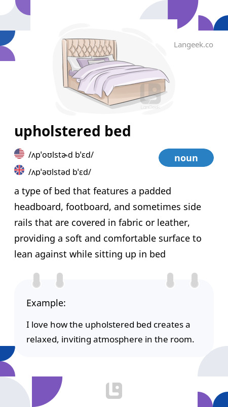 Definition & Meaning of "Upholstered bed" | Picture Dictionary