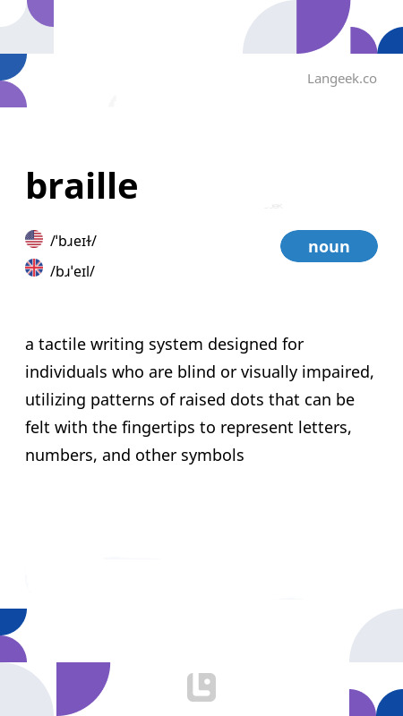 Definition & Meaning of "Braille" | Picture Dictionary