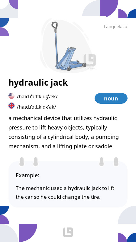Definition & Meaning of "Hydraulic jack" | LanGeek
