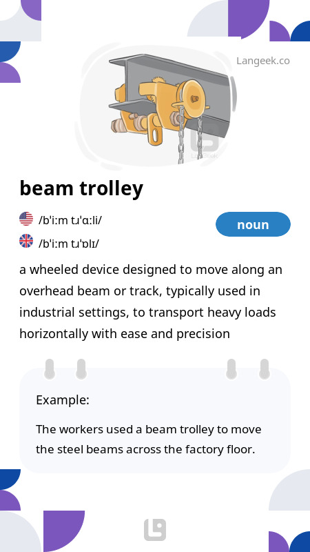 Definition & Meaning of "Beam trolley" | LanGeek