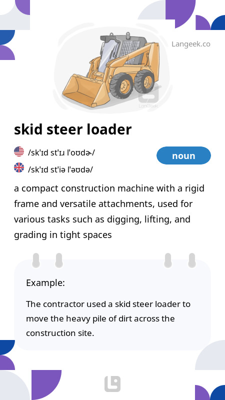 Definition & Meaning of "Skid steer loader" | Picture Dictionary