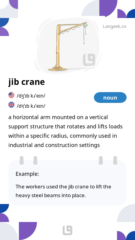 Definition & Meaning of "Jib crane" | Picture Dictionary