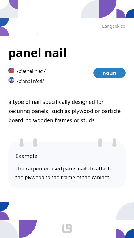 Definition & Meaning of "Panel nail" | Picture Dictionary