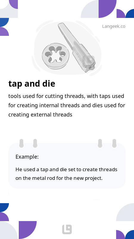 Definition & Meaning of "Tap and die" | Picture Dictionary