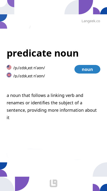 Definition & Meaning of "Predicate noun" | Picture Dictionary