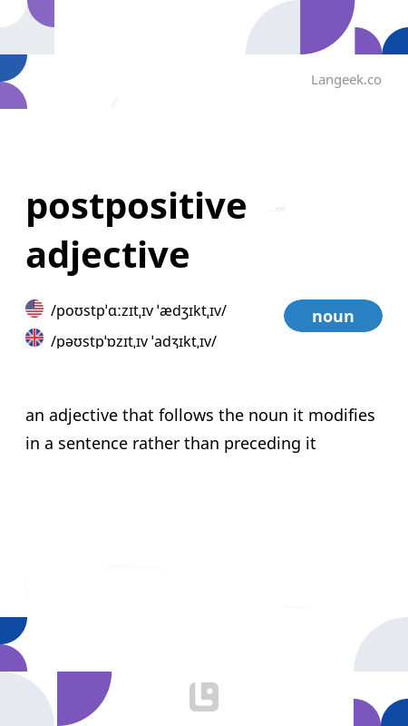 Definition & Meaning of "Postpositive adjective" | Picture Dictionary