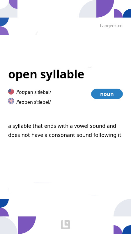 Definition & Meaning of "Open syllable" | Picture Dictionary