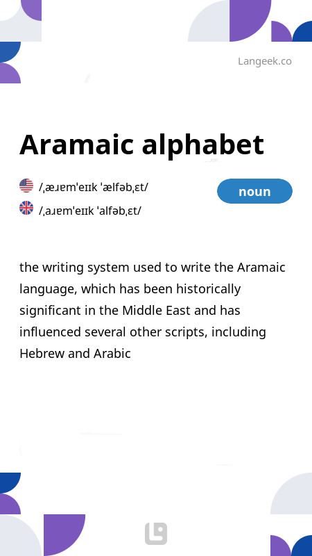 Definition & Meaning of "Aramaic alphabet" | Picture Dictionary
