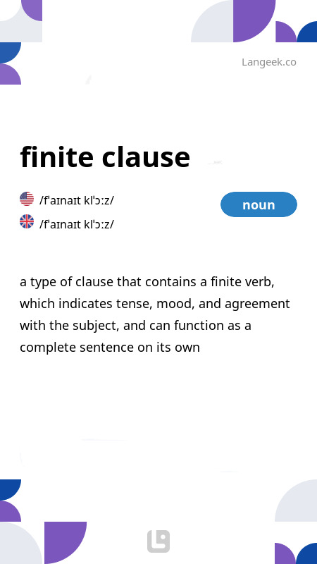 Definition And Meaning Of Finite Clause Picture Dictionary