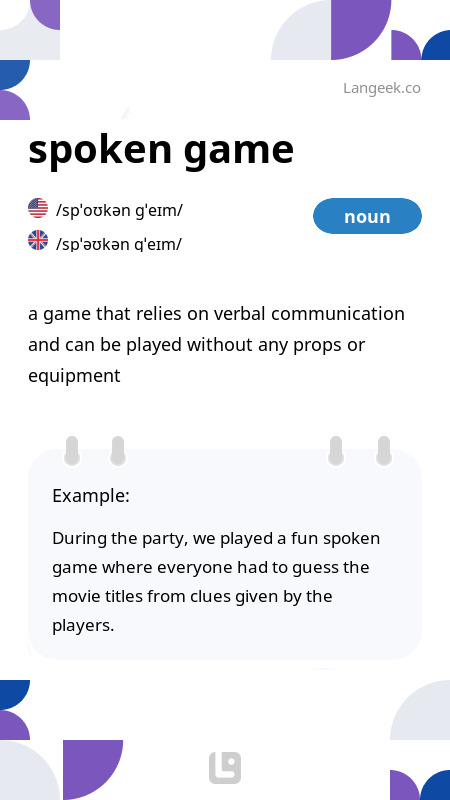 Definition & Meaning of "Spoken game" | Picture Dictionary